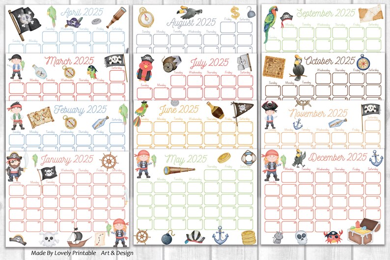 Printable Kids Calendars, Cute Calendars, Pirates Kid's Calendars ...