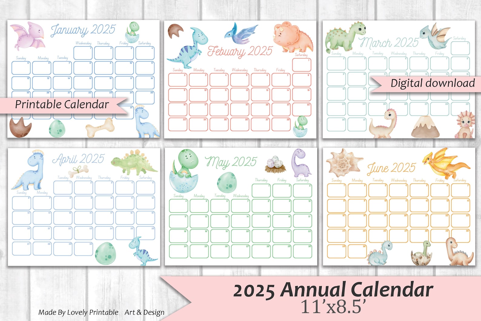 2025 Kids Calendars, Printable Calendar, Printable Kids Calendars, Cute ...