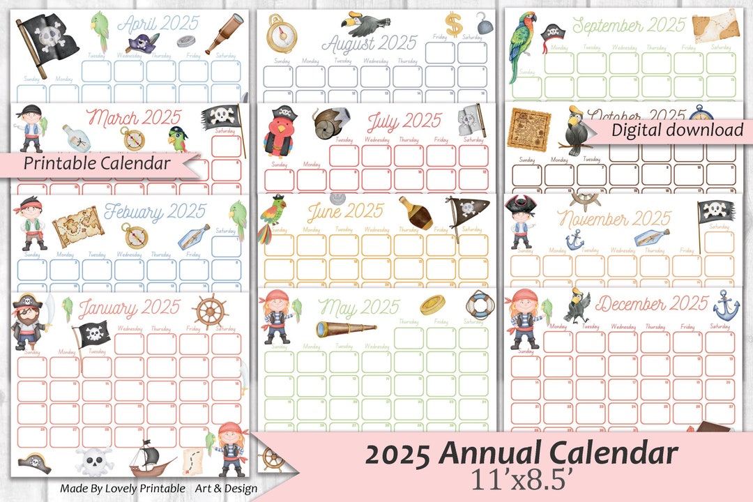 Printable Kids Calendars, Cute Calendars, Pirates Kid's Calendars ...
