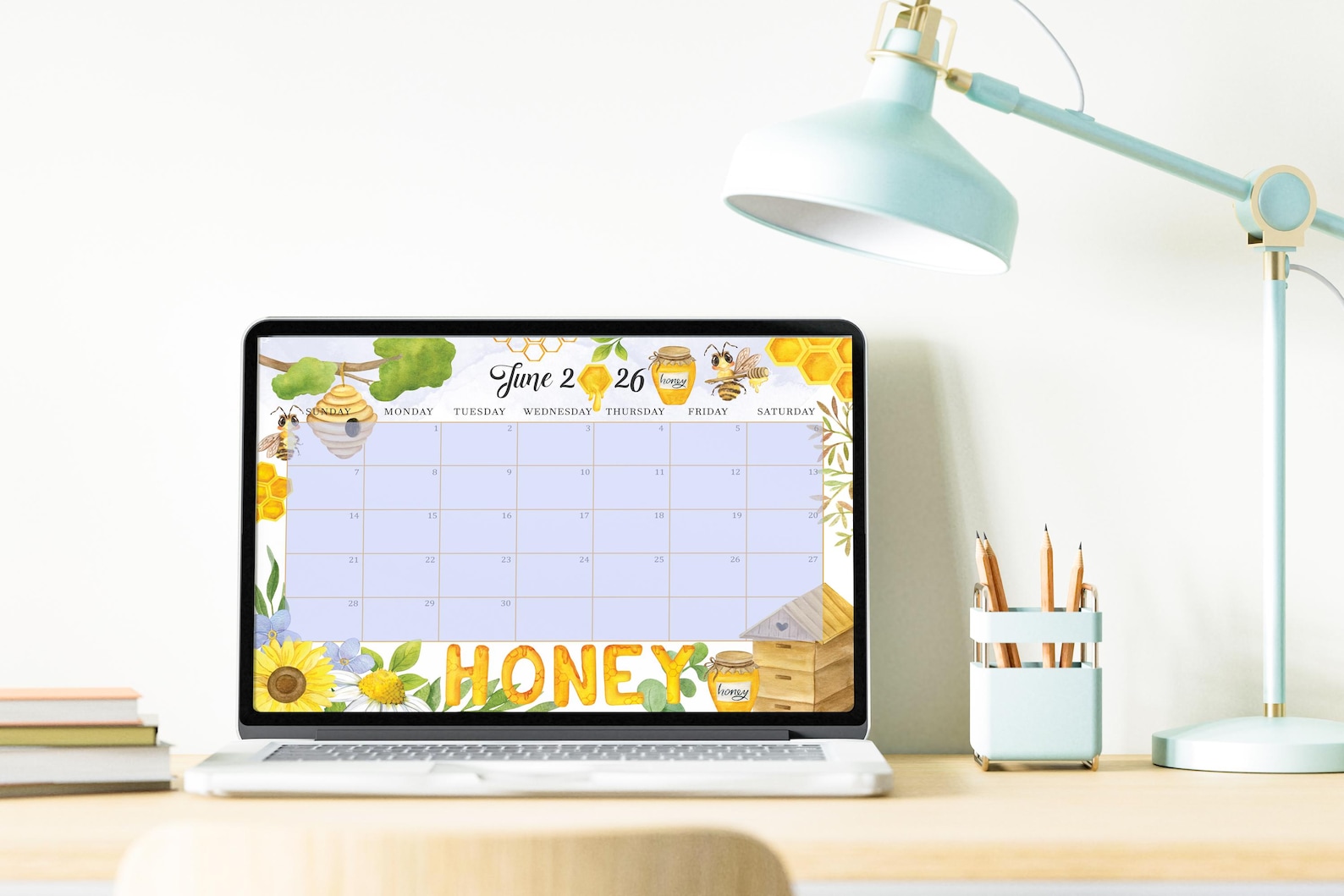 EDITABLE June Calendar, Printable Cute Bee and Honey Planner, Printable ...