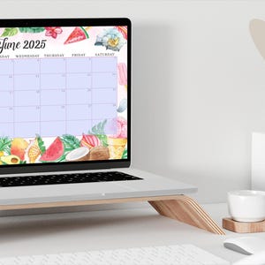 EDITABLE June Calendar, Happy Summer Vibe, Tropical Fruit & Ice Cream ...