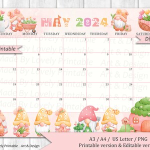 EDITABLE MAY 2024 Calendar, Kids' Planner, Spring Planner, Printable ...