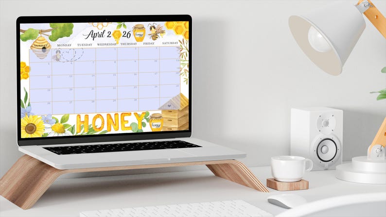 EDITABLE April 2026 Calendar, Printable Cute Bee and Honey Planner ...