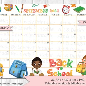 EDITABLE Calendario Settembre 2024, Calendario per Casa E Ufficio ...