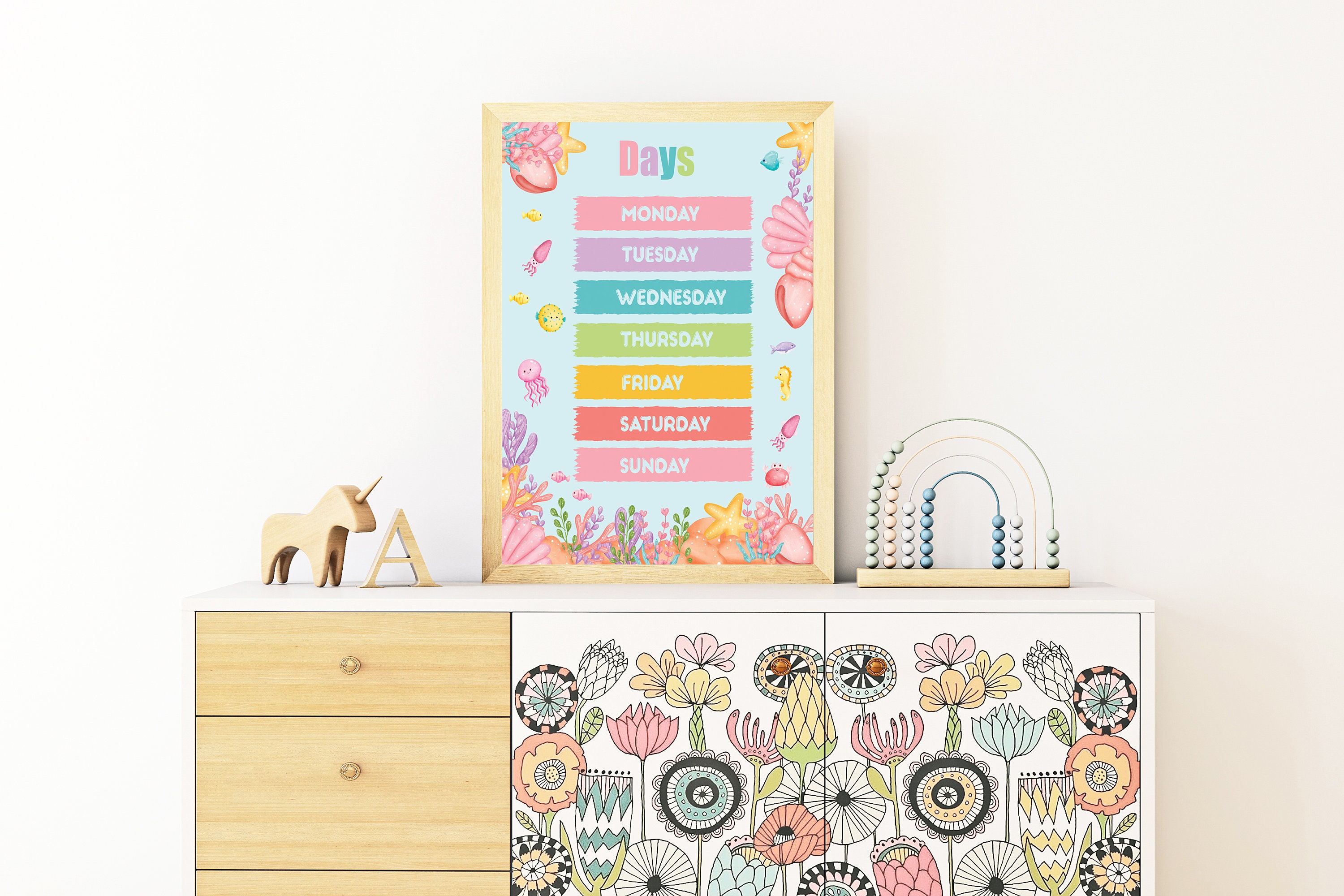 Days of the Week Under Sea Décor Kids Printable Wall Art - Etsy