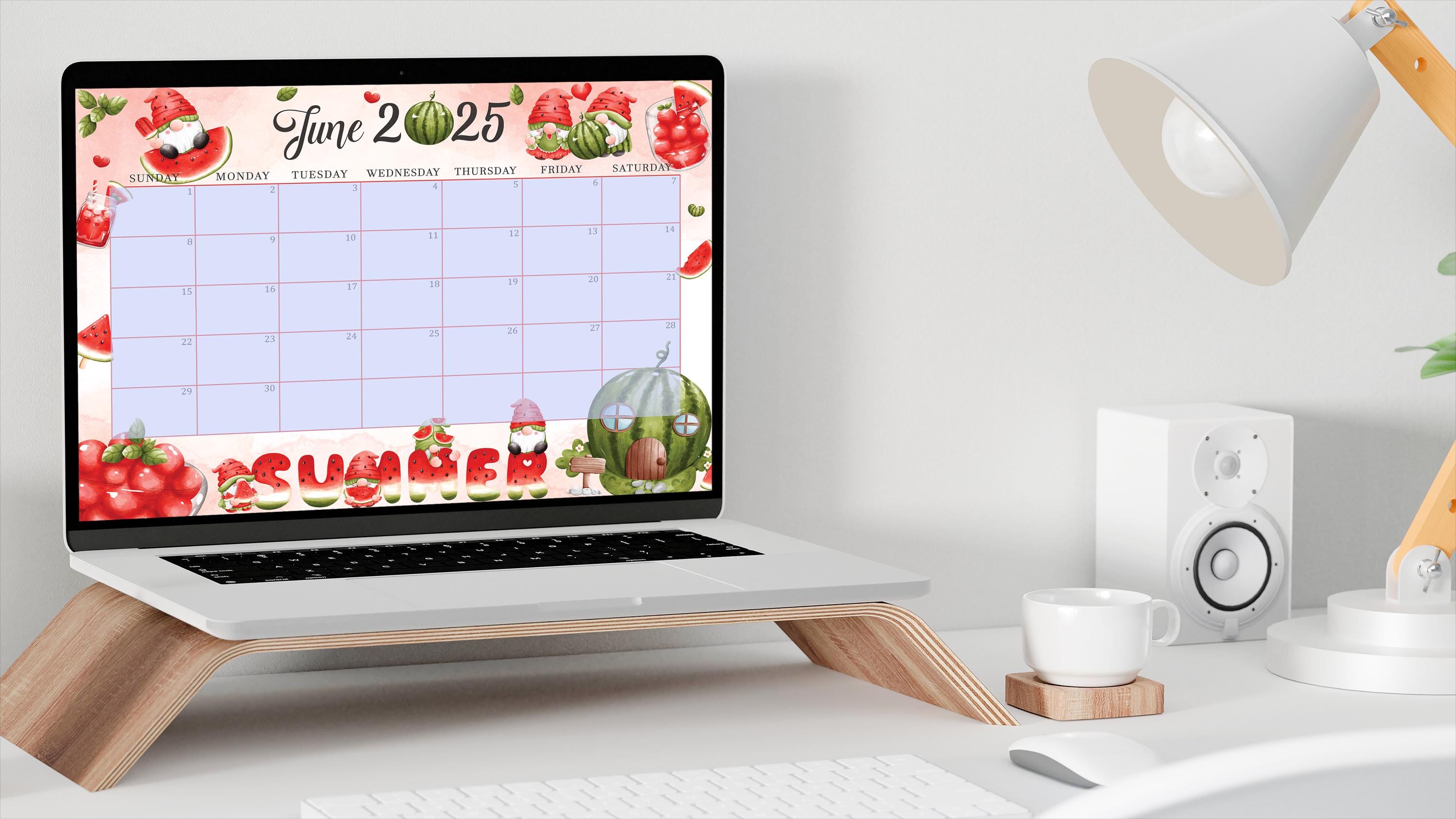 EDITABLE June 2025 Calendar, Delicious Watermelon Calendar, Summer ...
