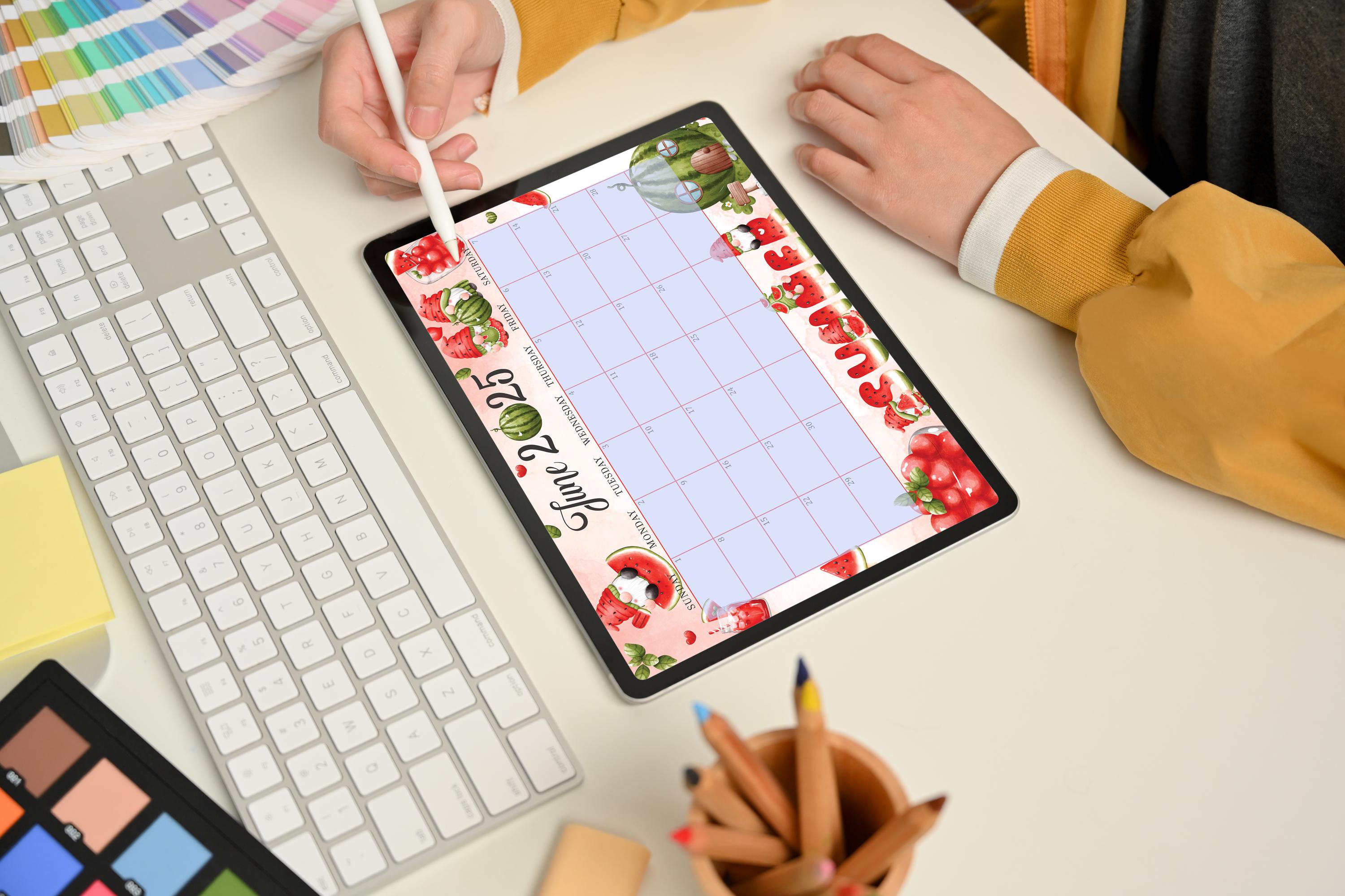 EDITABLE June 2025 Calendar, Delicious Watermelon Calendar, Summer ...