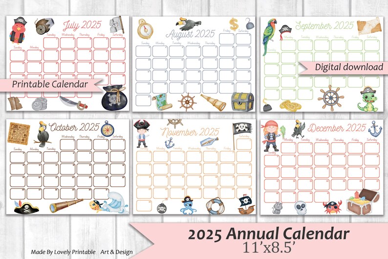 Printable Kids Calendars, Cute Calendars, Pirates Kid's Calendars ...