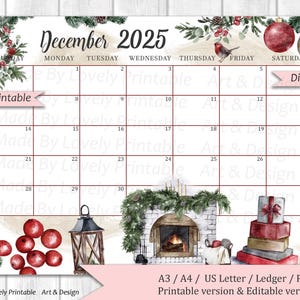 EDITABLE December Calendar, Beautiful Christmas Farmhouse Decorations ...