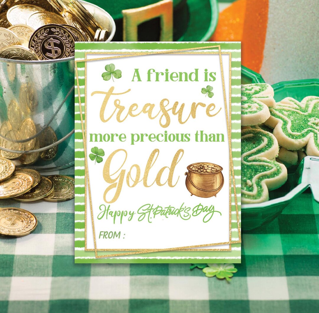 Printable St Patrick's Day Gift Tags, A Friend is a Treasure Gift Tags ...