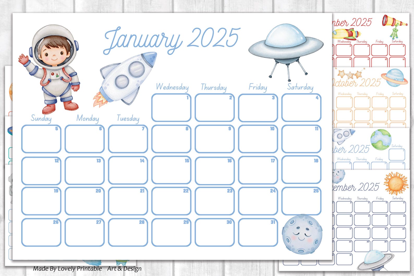 2025 Kids Calendars, Printable Calendar, Printable Kids Calendars, Cute ...