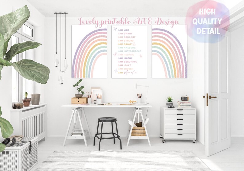 Affirmations for Kids, Rainbow Affirmations Print, I Am Kind Loved ...