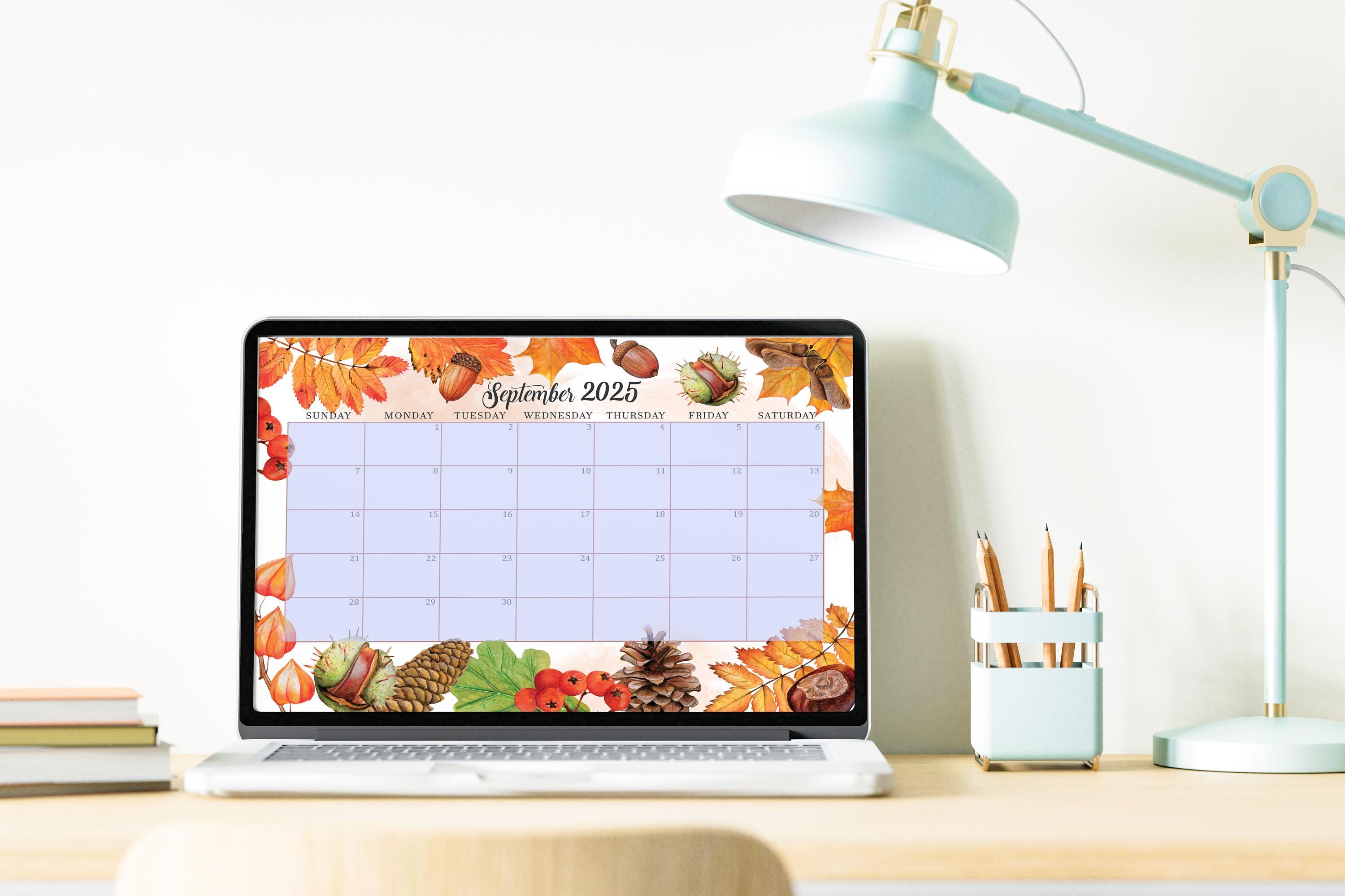 EDITABLE September 2025 Calendar, Cozy Autumn Mood, Beautiful Fall ...