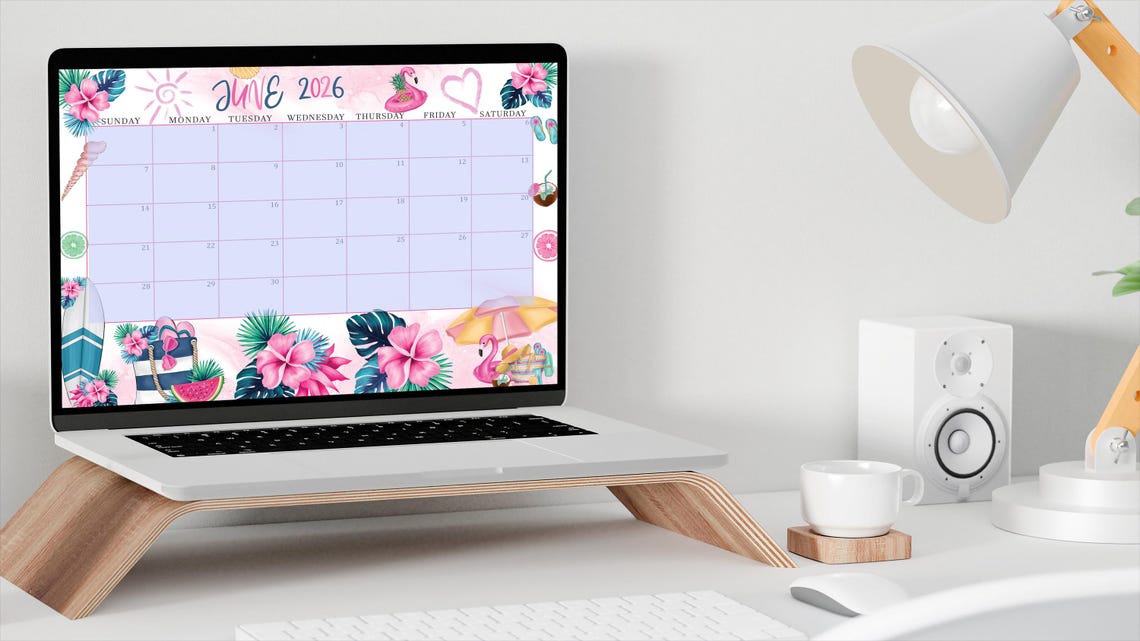 EDITABLE June Calendar, Summer at the Beach, Sun and Beach, Calendar ...