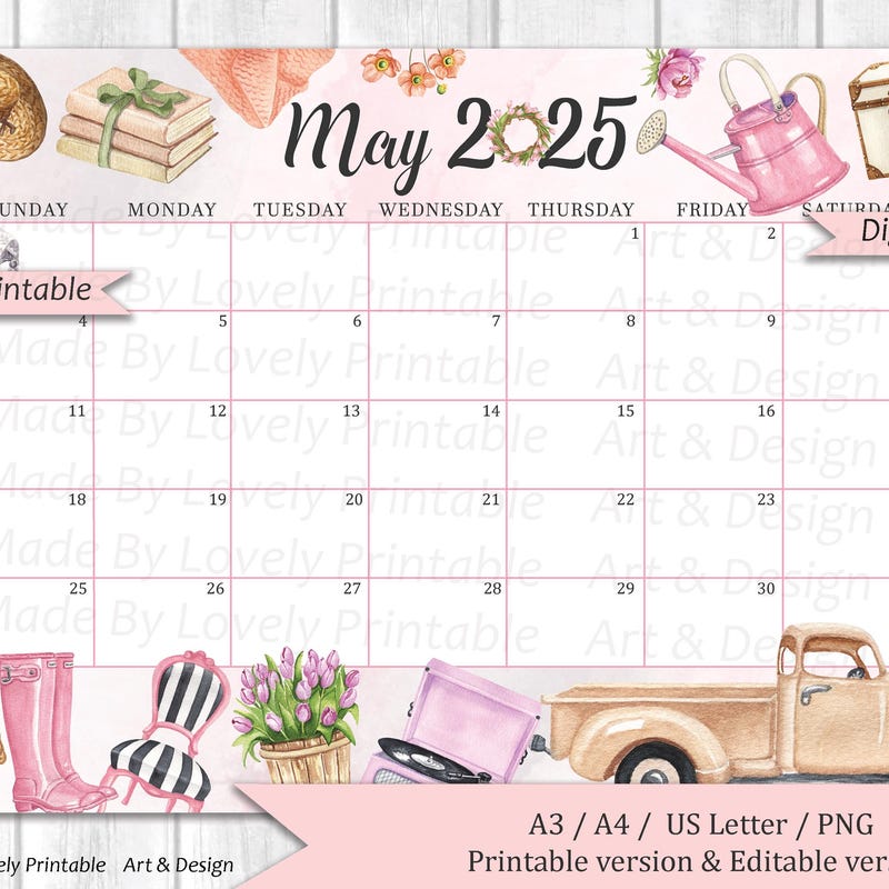 Watercolor Calendar - Etsy