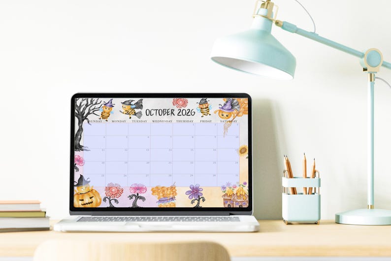 EDITABLE October 2026 Calendar, Happy Halloween With Cute Bees ...