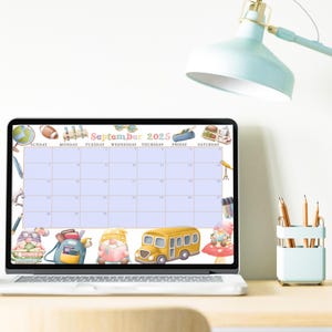 EDITABLE September 2025 Calendar, Gnomes Cute Back to School, Calendar ...