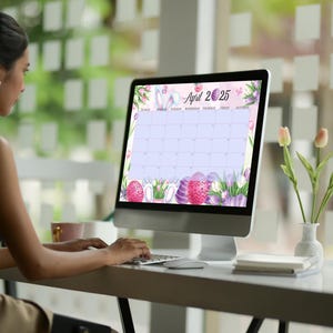 EDITABLE April 2025 Calendar, Monthly Planner, Happy Easter Day, Cute ...