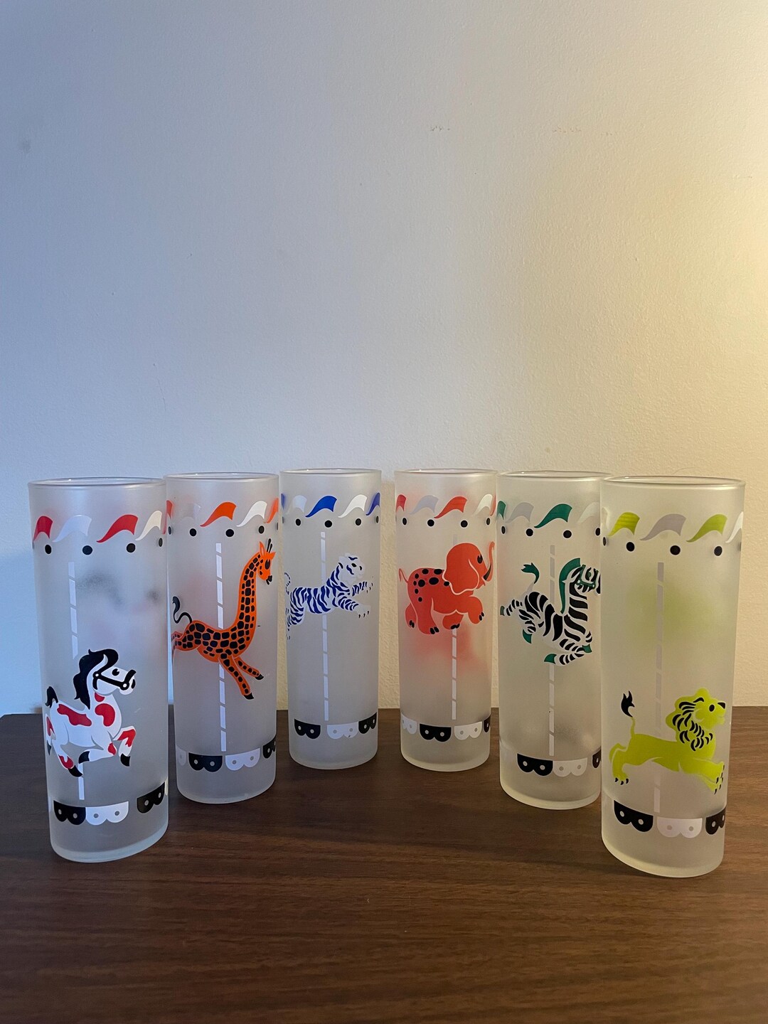 1950s-1960s Libbey Carousel Set of 6 Drinking Glasses - Etsy