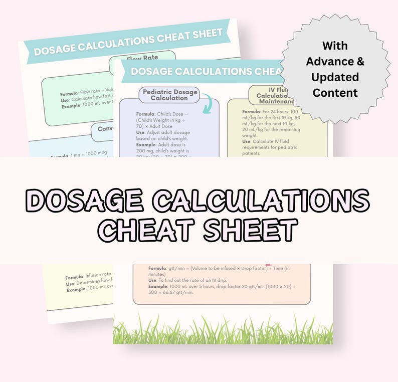 Dosage Calculations Cheat Sheet 20+ Pages, Nursing Study Guide 2025-26 ...