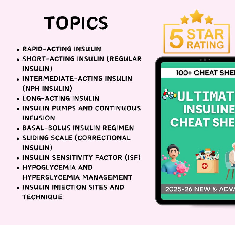 100+ Insulin Types Cheat Sheet 20+ Pages, Nursing Study Guide 2025-26 ...