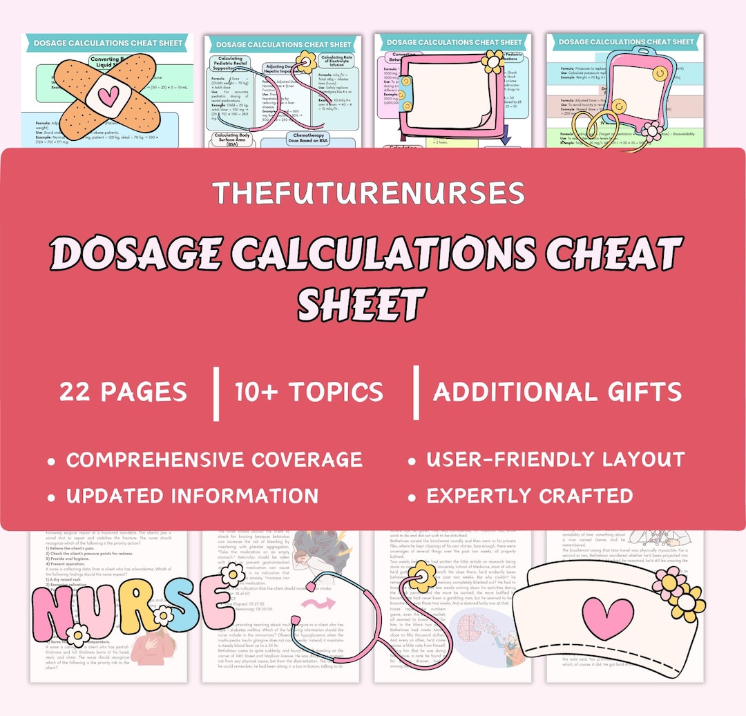 Dosage Calculations Cheat Sheet 20+ Pages, Nursing Study Guide 2025-26 ...