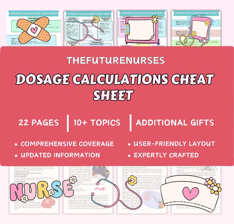 Dosage Calculations Cheat Sheet 20+ Pages, Nursing Study Guide 2025-26 ...