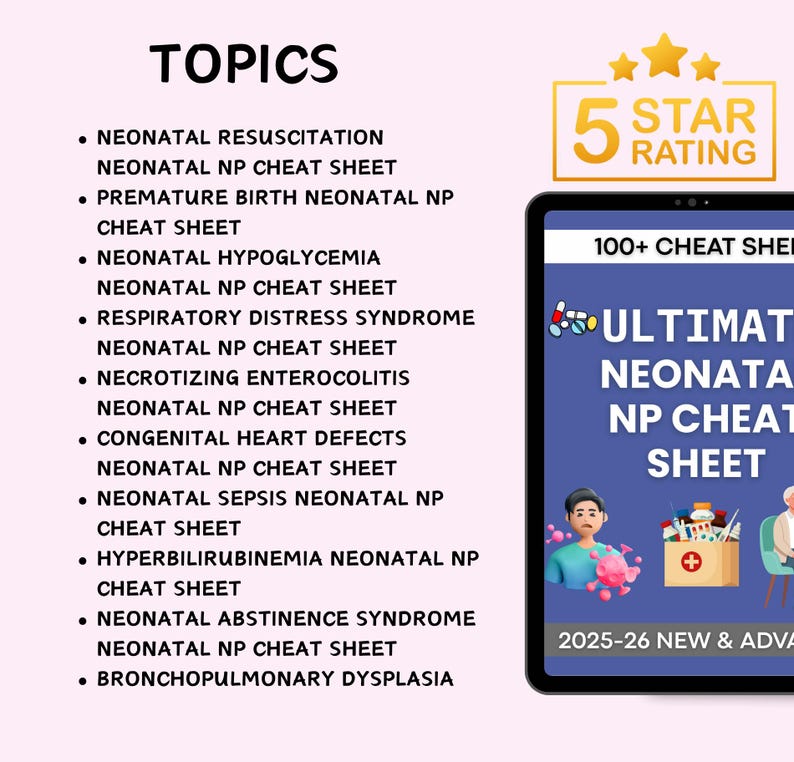 Neonatal NP Cheat Sheet | NICU Nursing Quick Reference Guide | 100 ...