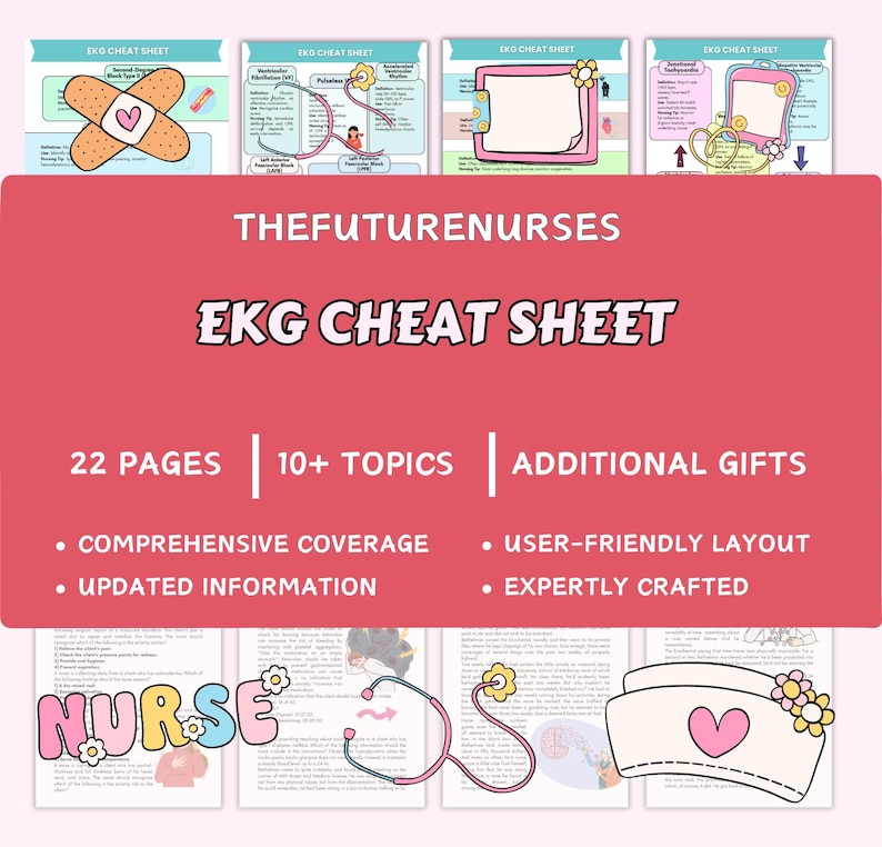 EKG Cheat Sheet | Nursing Student Printable | ECG Study Guide - Etsy