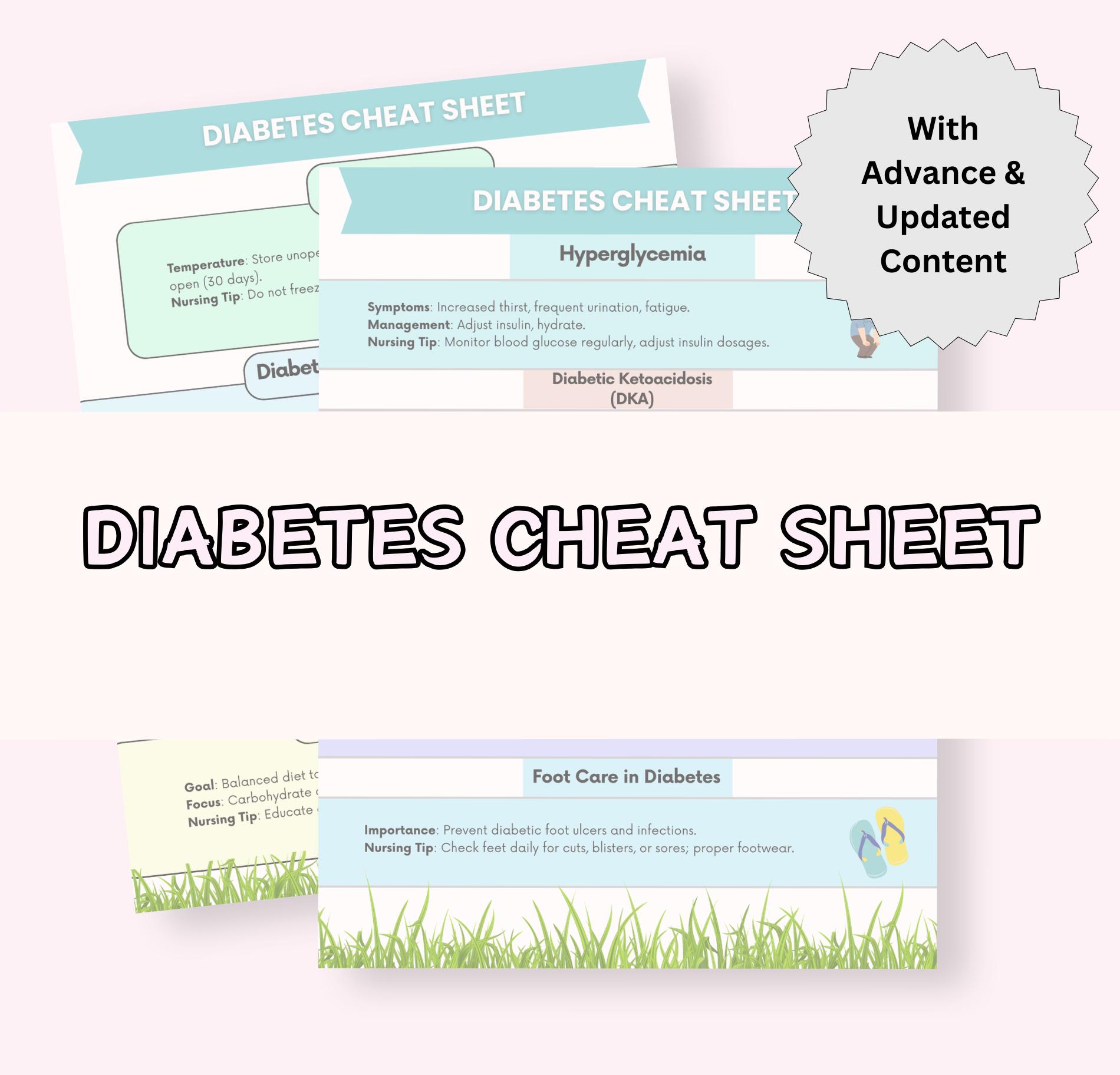 Diabetes Cheat Sheet | Nursing Student Study Guide | Blood Sugar ...