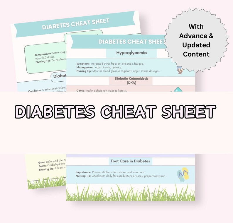 Diabetes Cheat Sheet | Nursing Student Study Guide | Blood Sugar ...
