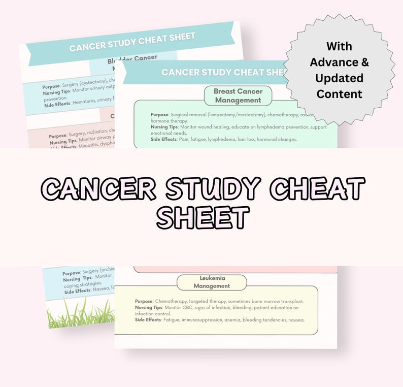 Oncology Pharmacology Cheat Sheet | Cancer Medications Nursing Study ...