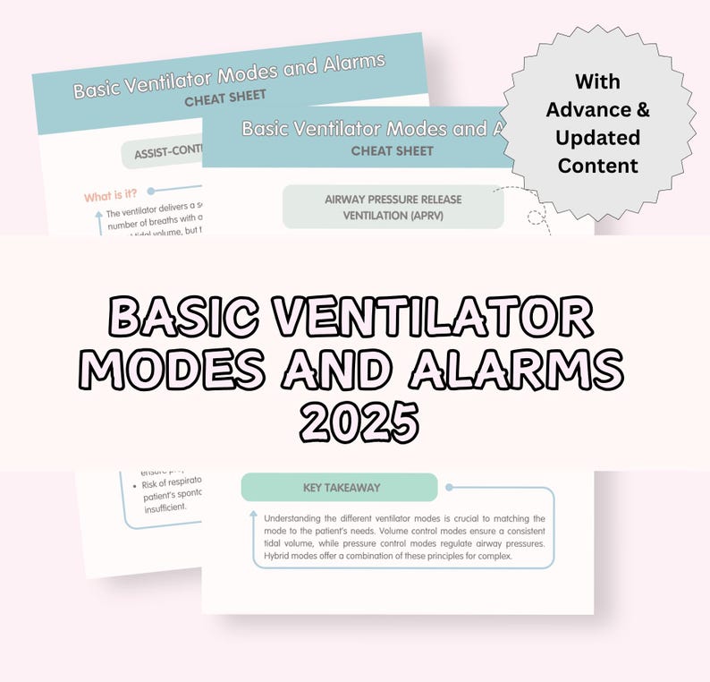 Ventilator Modes & Alarms Cheat Sheet: ICU Nurse Study Guide - Etsy