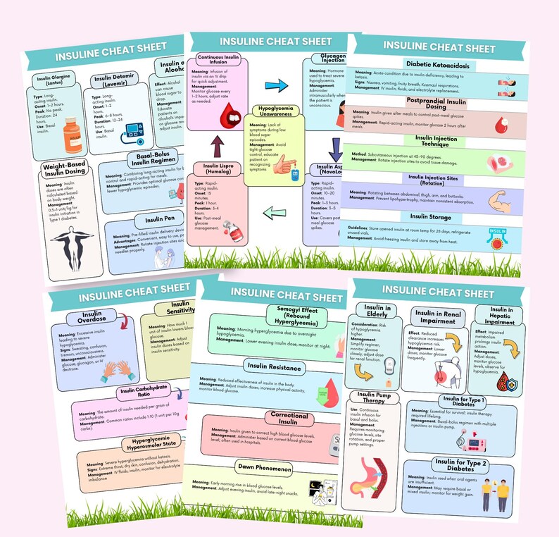 100+ Insulin Types Cheat Sheet 20+ Pages, Nursing Study Guide 2025-26 ...