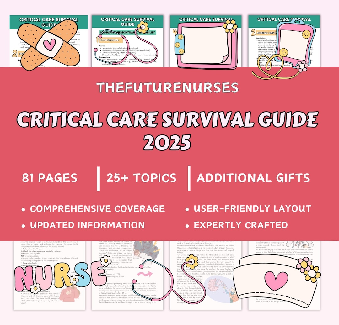Critical Care Nursing 2024 Edition, ICU Study Guide, Med Surg, Nursing ...