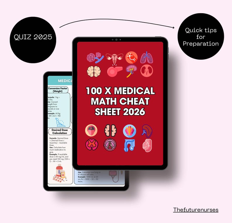 100+ Medication Math Cheat Sheet, Nursing Dosage Calculation Guide, 10 ...