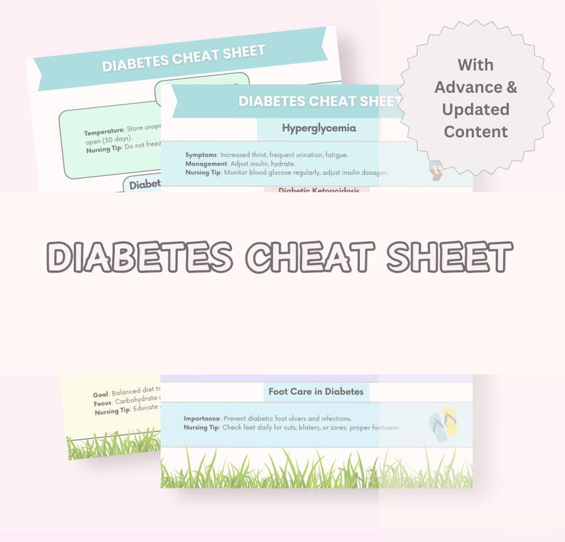 Diabetes Cheat Sheet | Nursing Student Study Guide | Blood Sugar ...