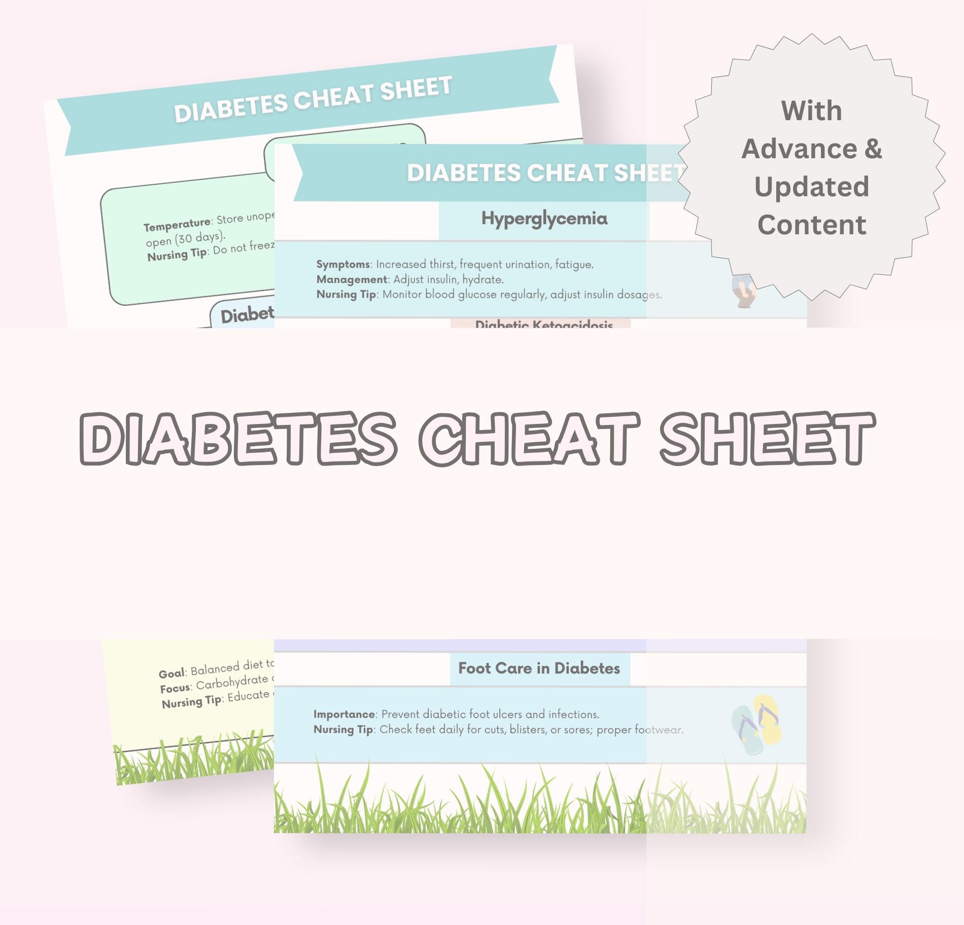 Diabetes Cheat Sheet | Nursing Student Study Guide | Blood Sugar ...