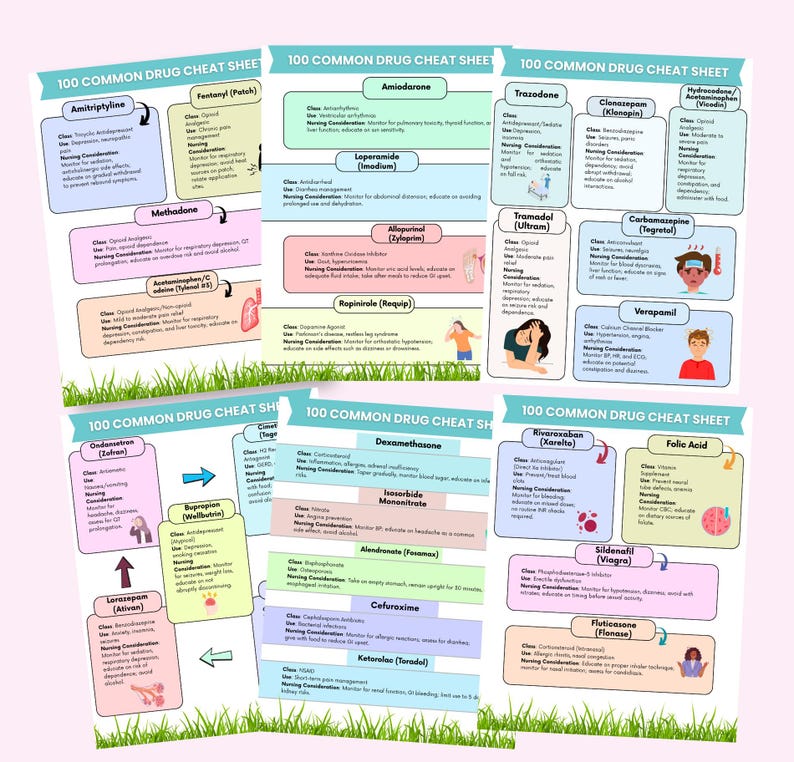 Top 100 Most Common Drugs Cheat Sheet | Quick Medication Reference for ...