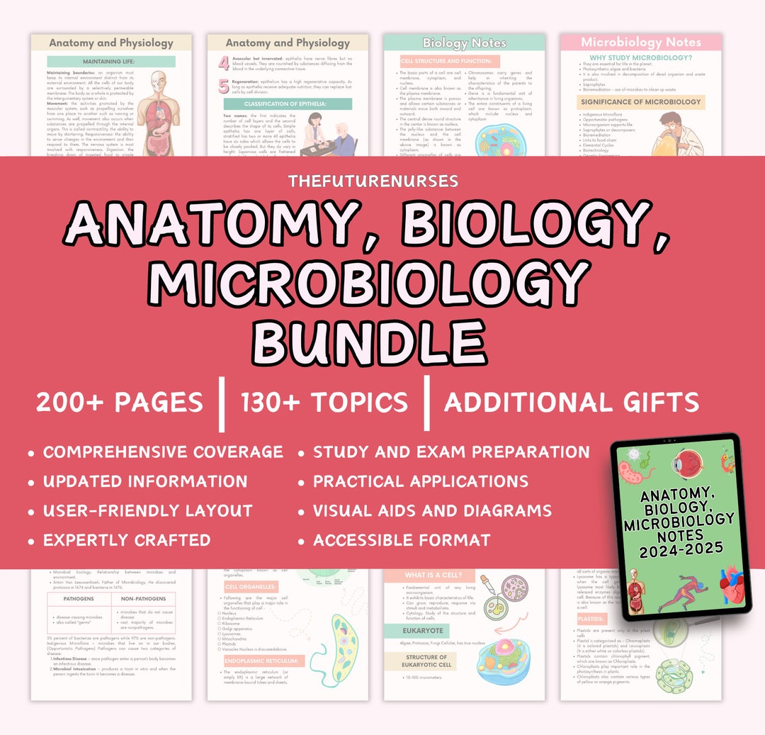 Anatomy, Biology, Microbiology Notes Bundle (PDF) - Etsy