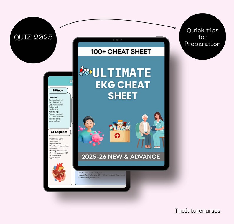 EKG Cheat Sheet | Nursing Student Printable | ECG Study Guide - Etsy
