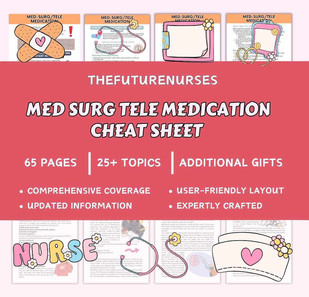 Med-surg/tele Medication Cheat Sheet Nursing Notes Nursing Guide ...