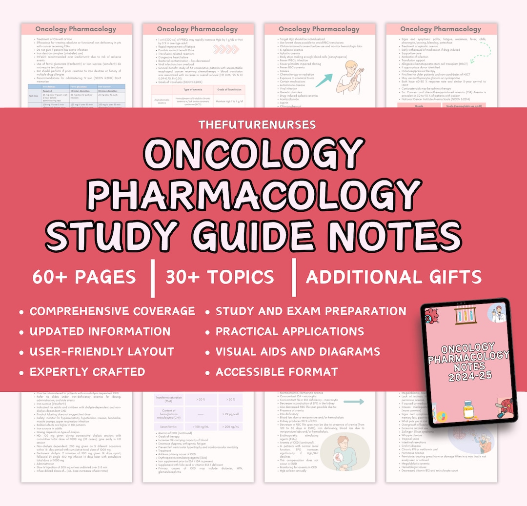 Oncology Pharmacology Nursing Bundle Notes, 60 Pdf Pages NCLEX Notes ...