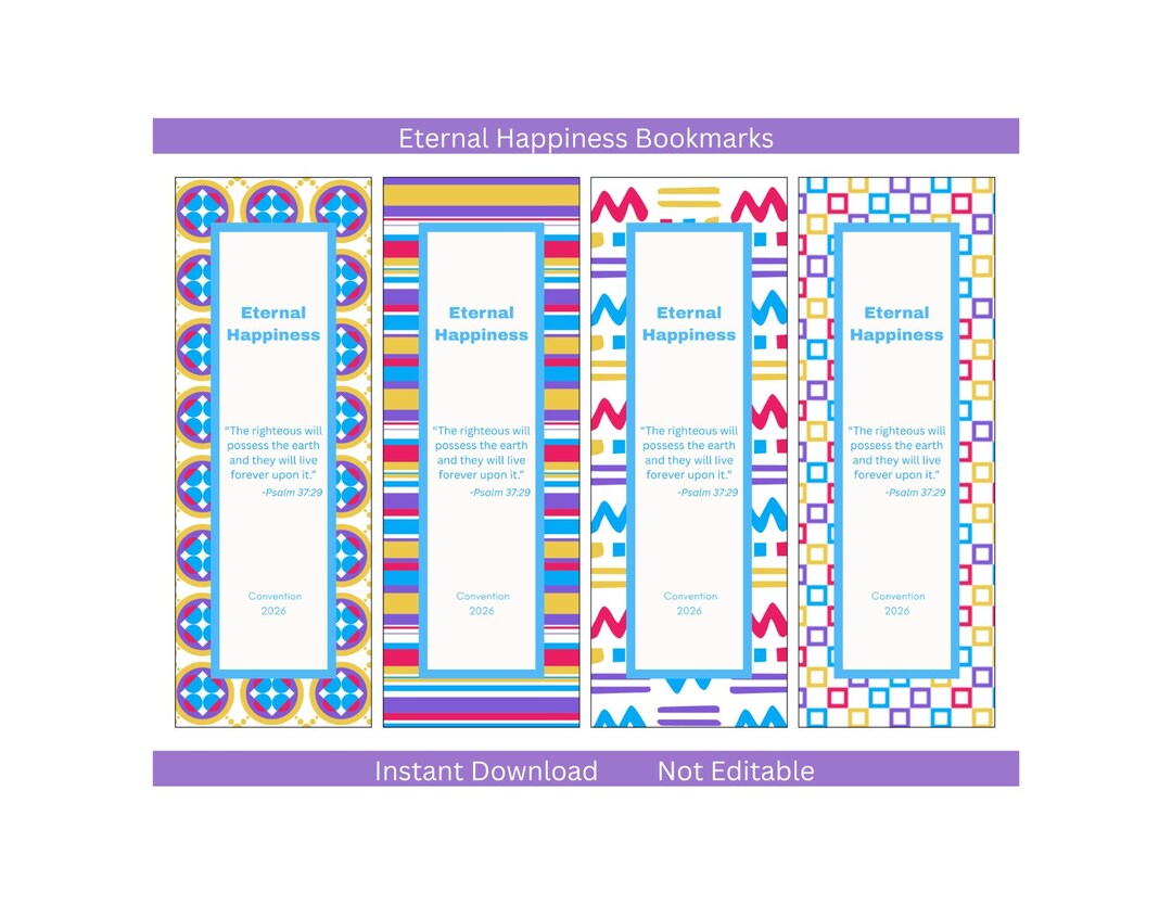JW Bookmarks Eternal Happiness - Instant Download || JW Convention ...