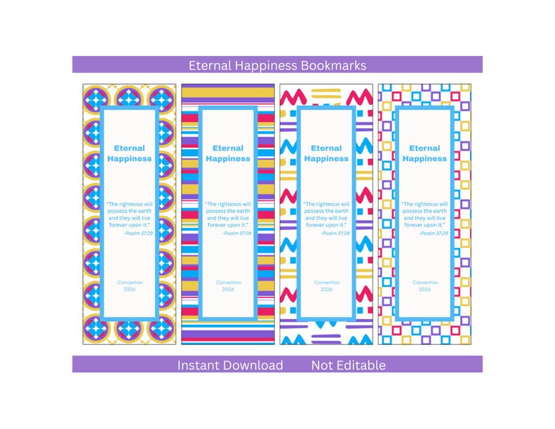 JW Bookmarks Eternal Happiness - Instant Download || JW Convention ...
