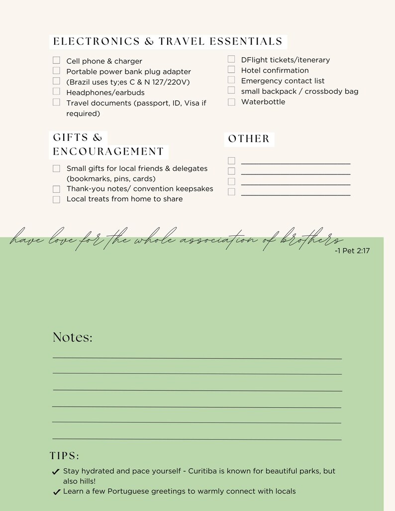 JW International Convention Packing List - Curitiba Brazil (instant ...