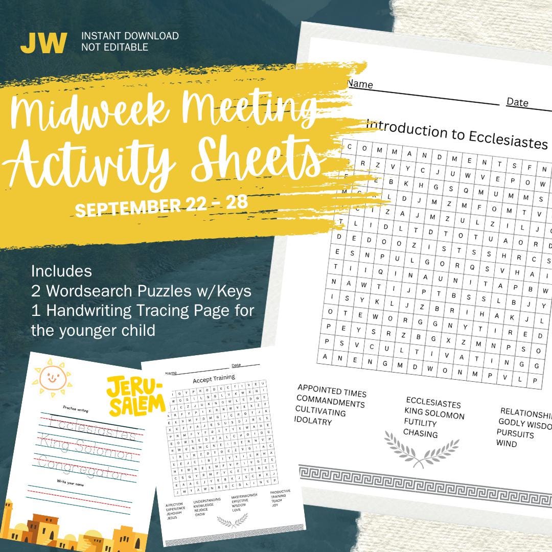 JW Midweek Meeting Activity: Word Search Puzzles (PDF Download) - Etsy