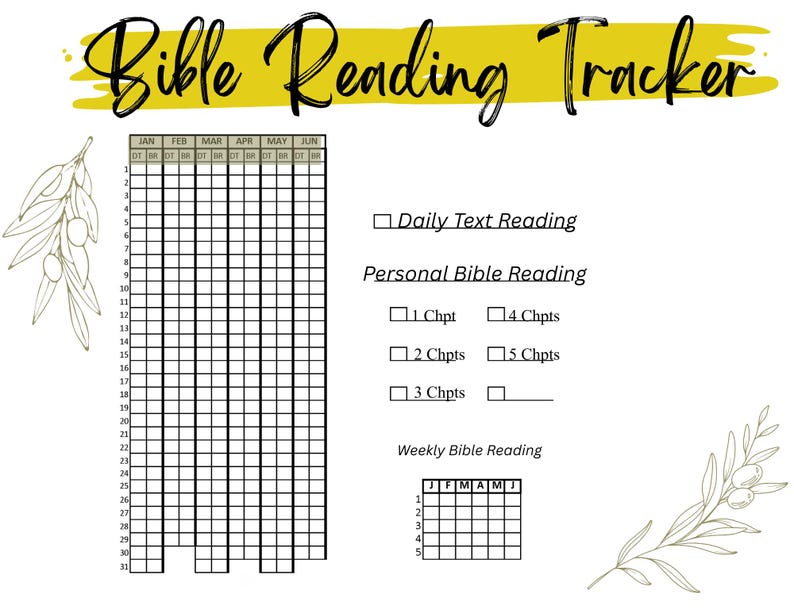 Bible Reading Habit Tracker: Scripture Journal, Coloring Page (instant ...