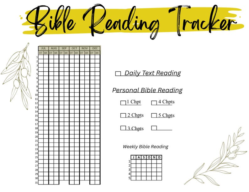 Bible Reading Habit Tracker: Scripture Journal, Coloring Page (instant ...