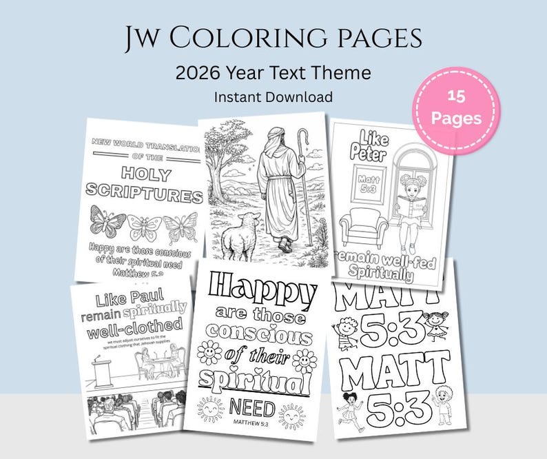 JW Coloring Pages - 2026 Year Text Theme - Etsy